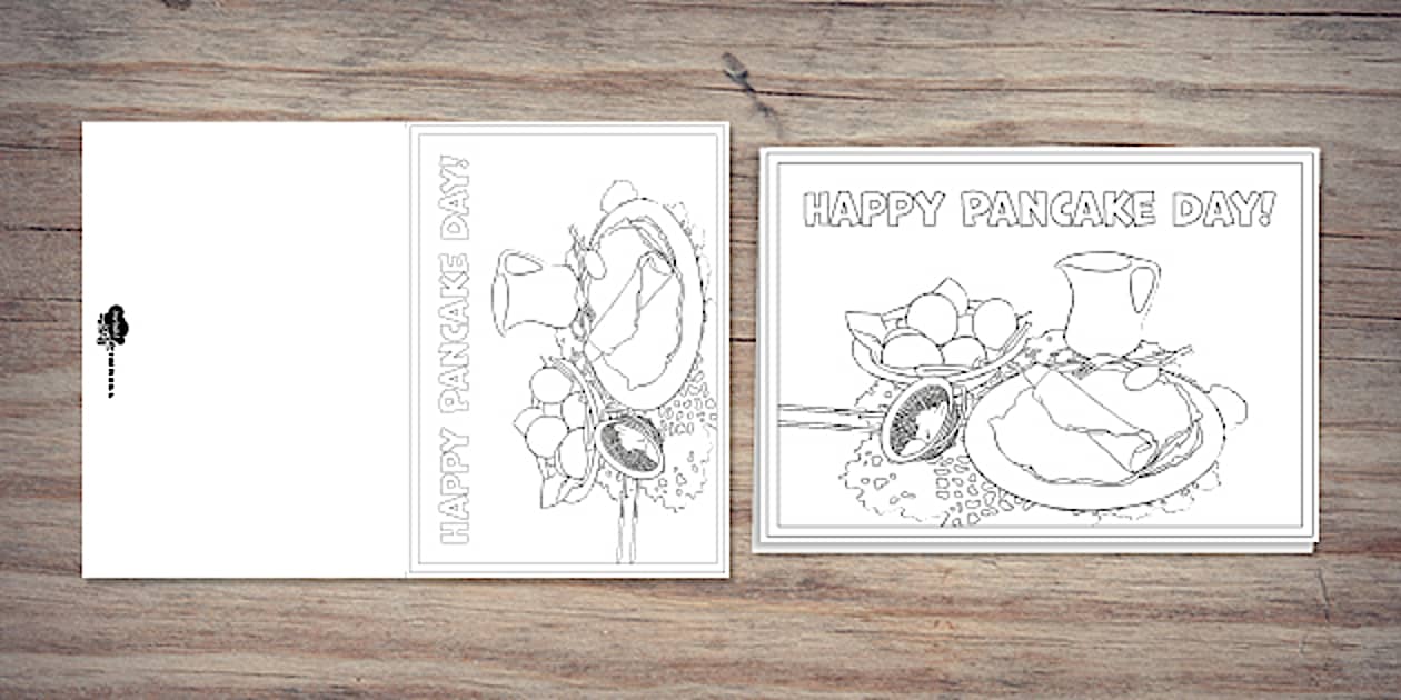 Happy Pancake Day Colouring Card | Twinkl Party - Twinkl