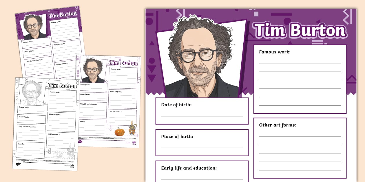 Tim Burton Fact File Template (l'enseignant a fait) - Twinkl