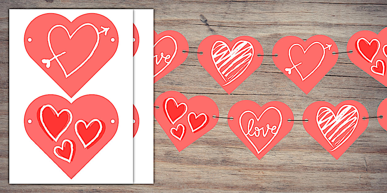 Heart-shaped Valentine's Bunting | Twinkl Party