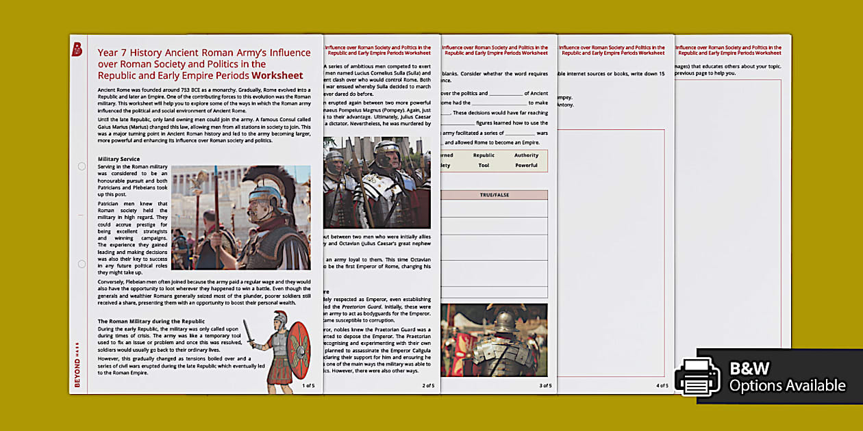 Year 7 Ancient Roman Army's Influence over Roman Society
