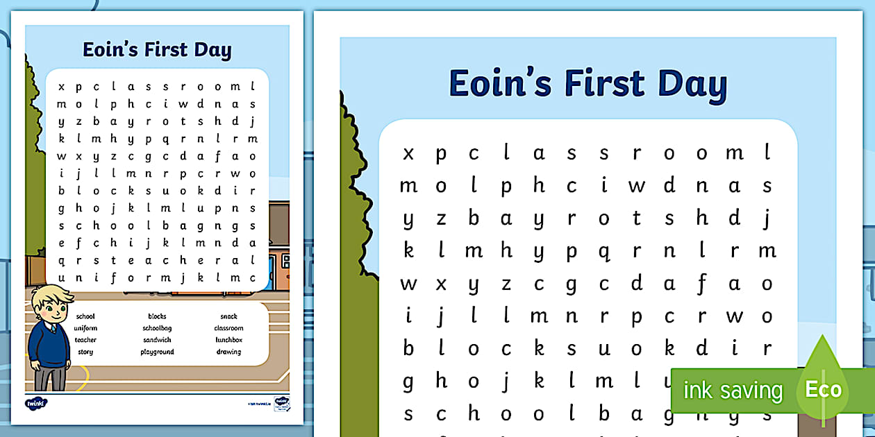 Exploring My World Aistear - Eoin's First Day Word Search
