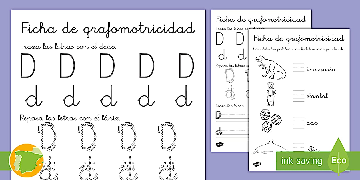 Ficha de grafomotricidad: La letra D - Twinkl Ficha de grafomotricidad: La letra D - Twinkl