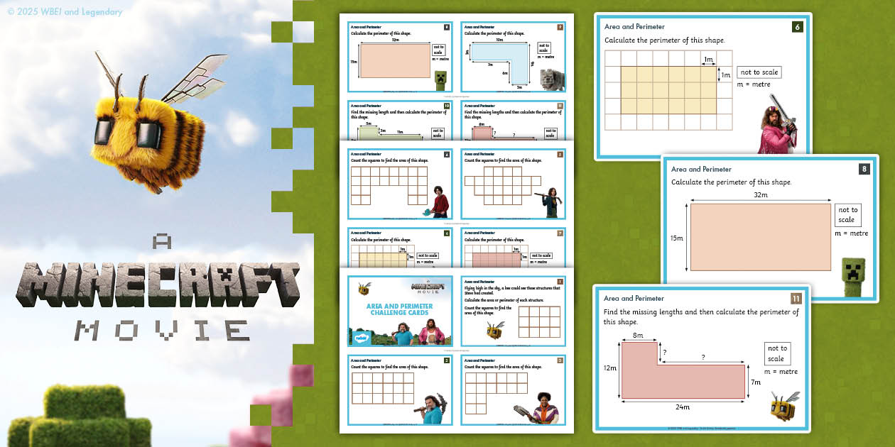 👉 A Minecraft Movie: Minecraft Shapes Challenge Cards