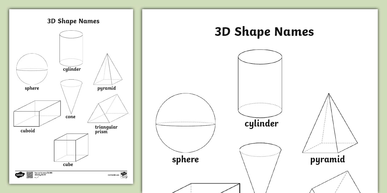 3D Shapes Words Colouring Sheets (teacher made) - Twinkl