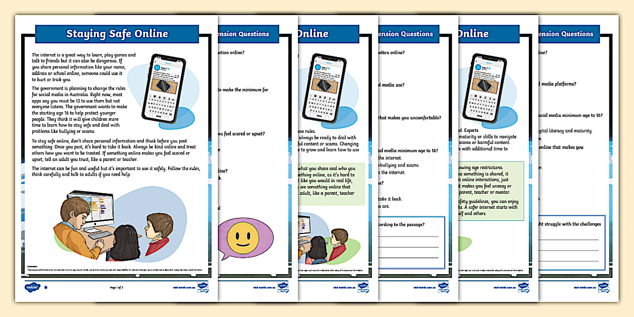 Should Social Media be 16+? Staying Safe Online Comprehension Activity