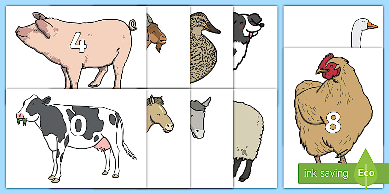 0 to 100 on Farm Animals Display Cut-Outs - 0 to 100 on Farm Animals