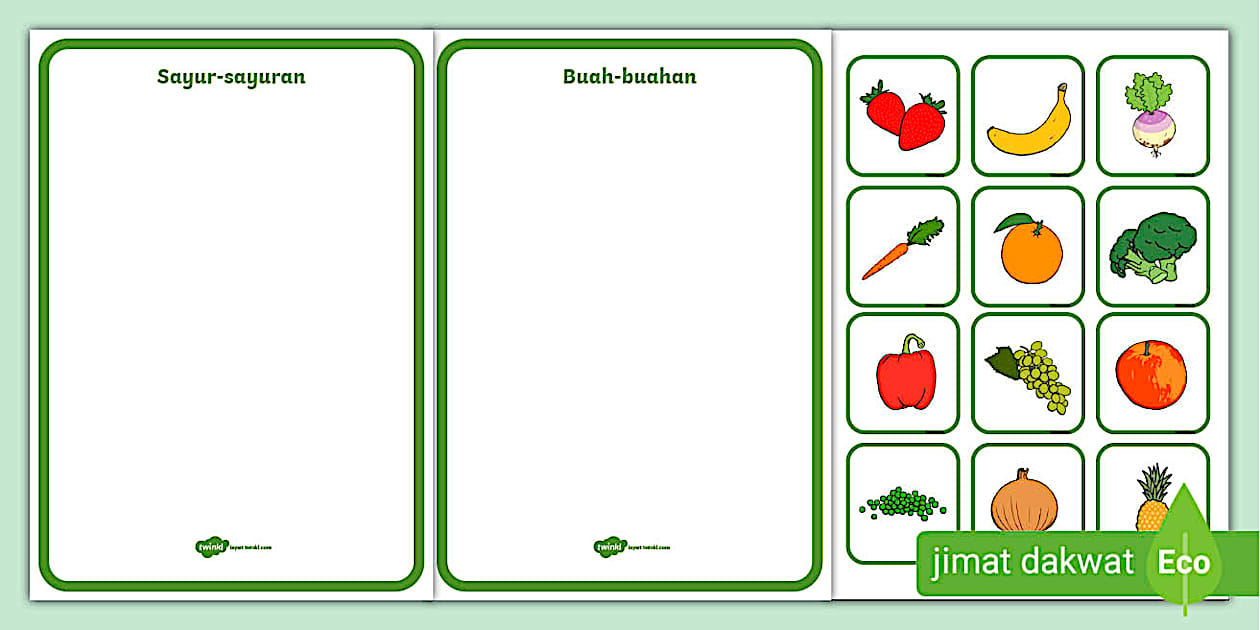 Lembaran Kerja Aktiviti Buah-buahan dan Sayur-sayuran