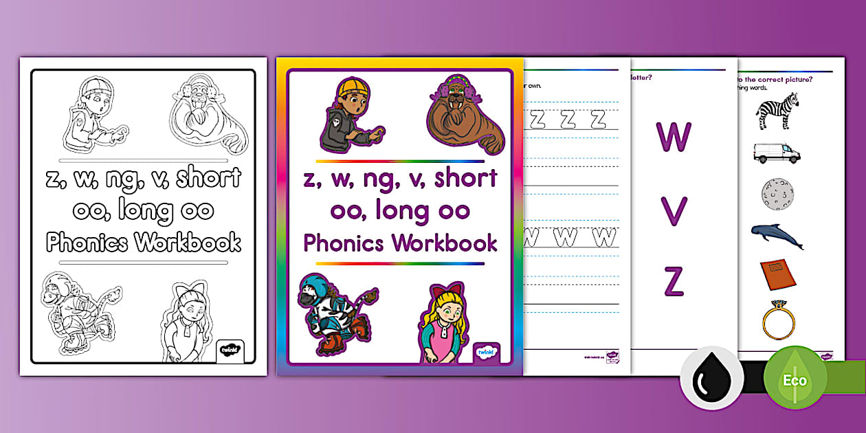 Phonics Canada Group z,w,ng,v,short/long oo Phonics Workbook