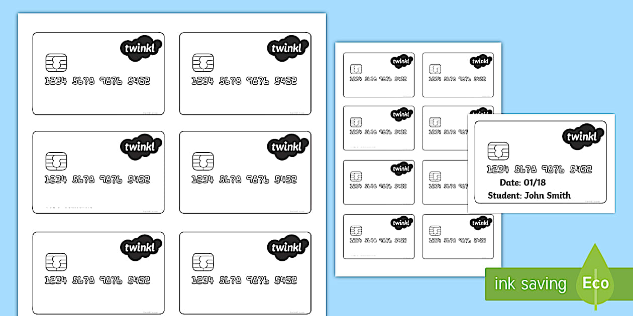 👉 Blank Debit and Credit Card Template - Money Activities