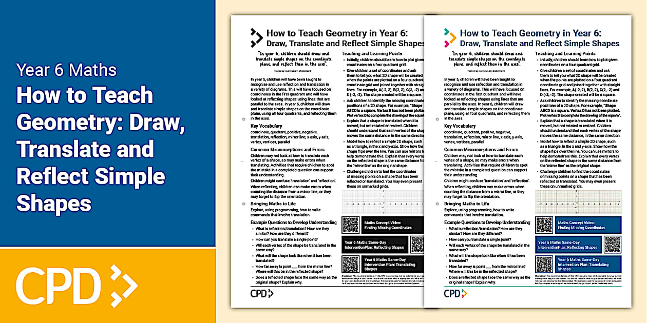 How to Teach Geometry in Year 6: Draw, Translate and Reflect Simple Shapes