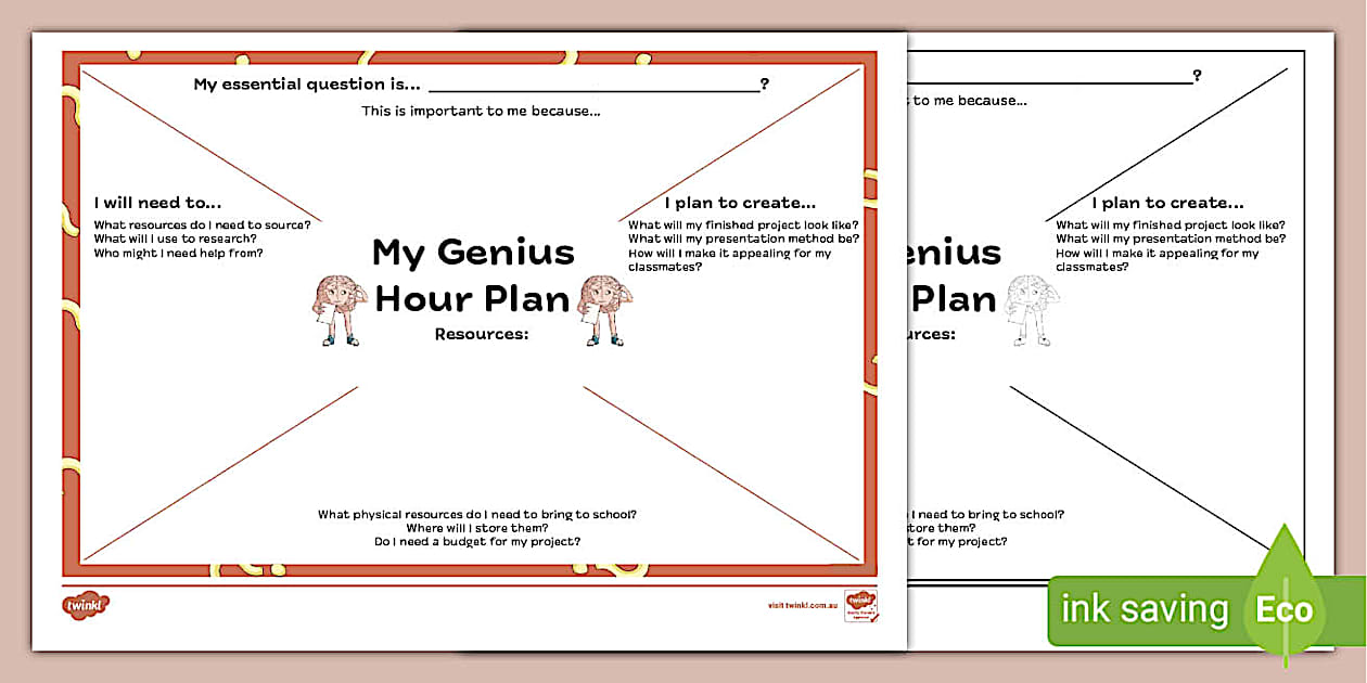 Genius Hour Brainstorm Planning Sheet