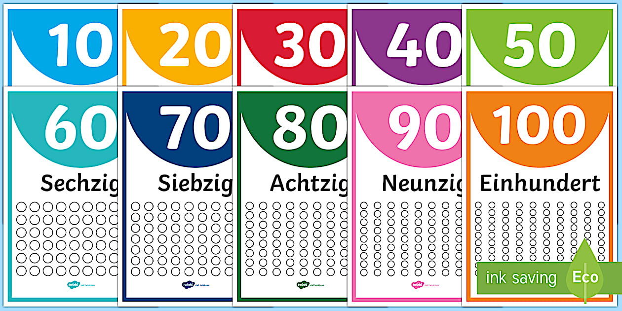 Numbers Ten to One Hundred Display Posters (teacher made)