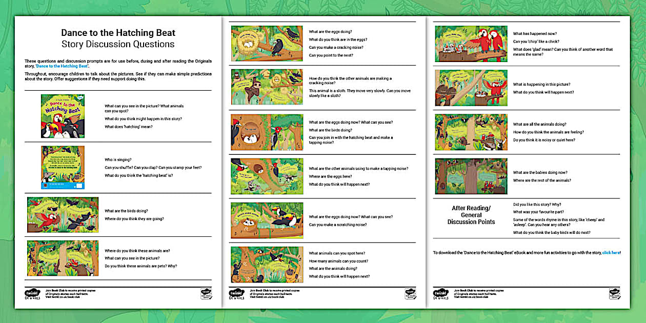 Dance to the Hatching Beat Story Discussion Questions