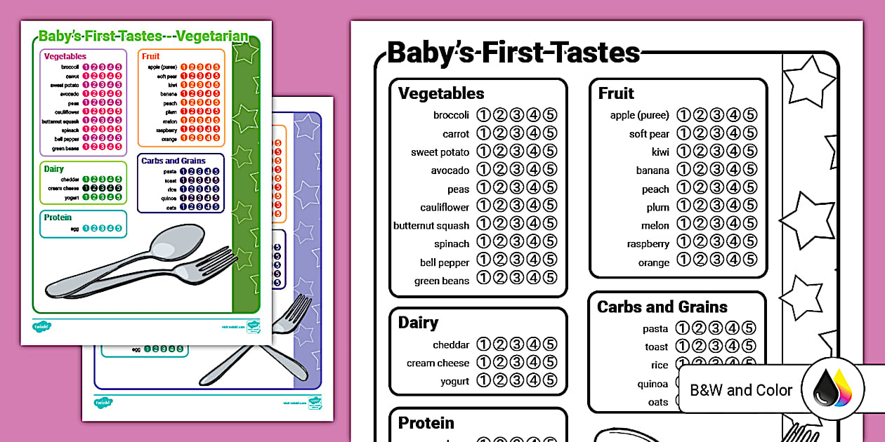 * NEW * Baby's First Tastes Tracking Sheet