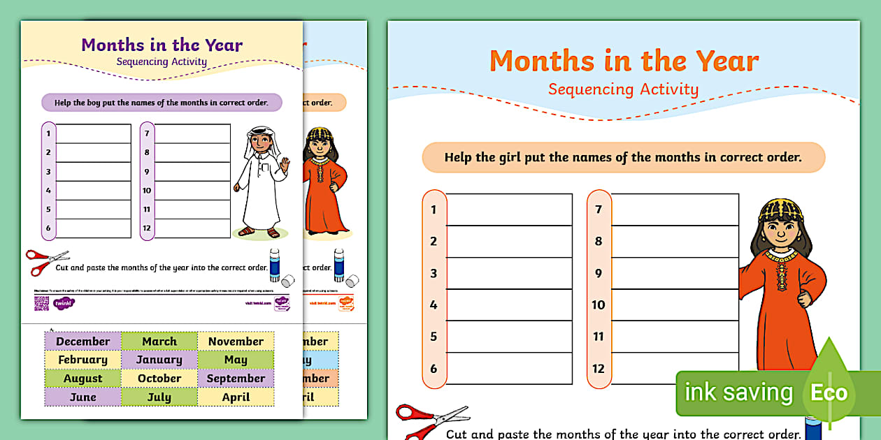 Qatar- Months of the Year Sequencing Activity (teacher made)