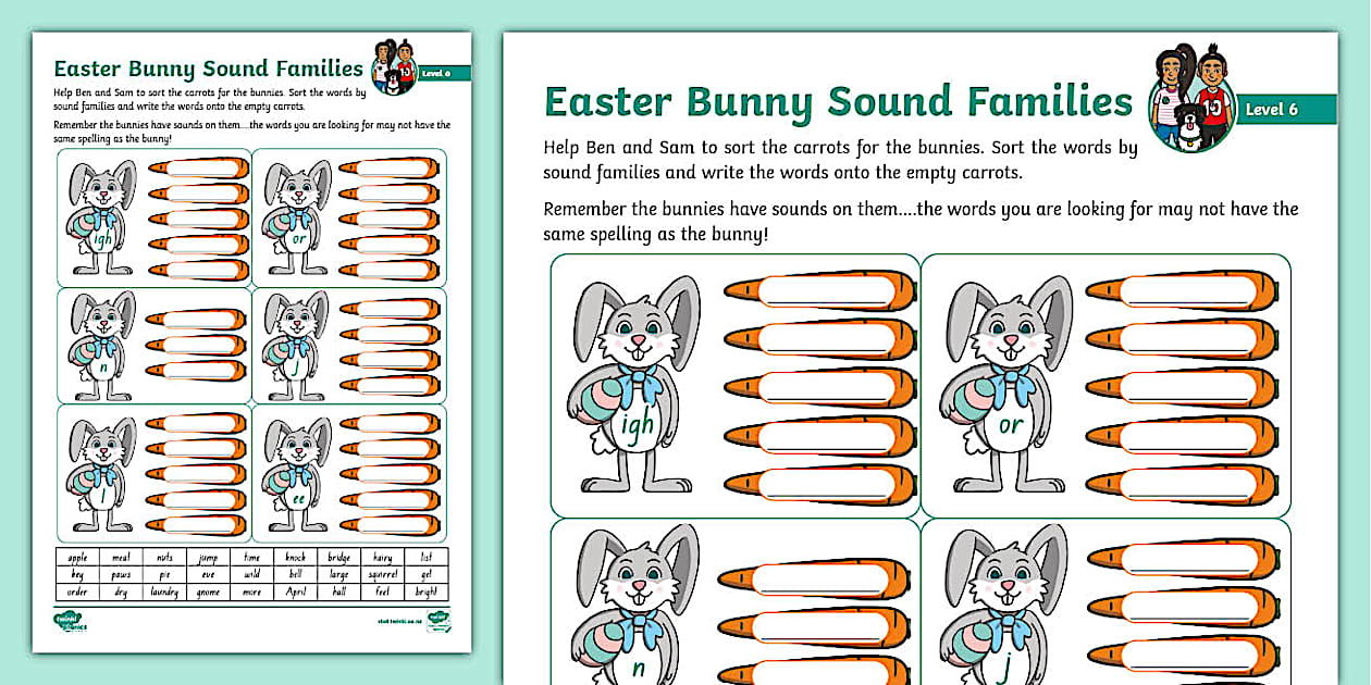 Twinkl Phonics Level 6 Easter Bunny Sound Families - Twinkl