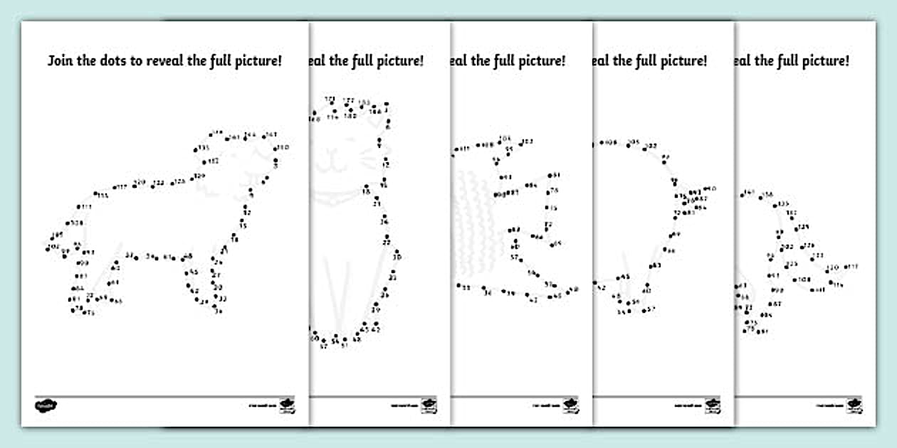Counting in 3s Dot to Dot Sheets Animals (teacher made)