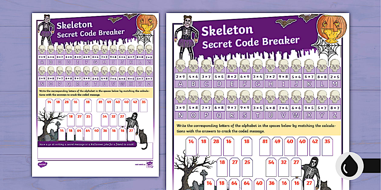Skeleton-Themed Multiplication Code Breaker - Twinkl