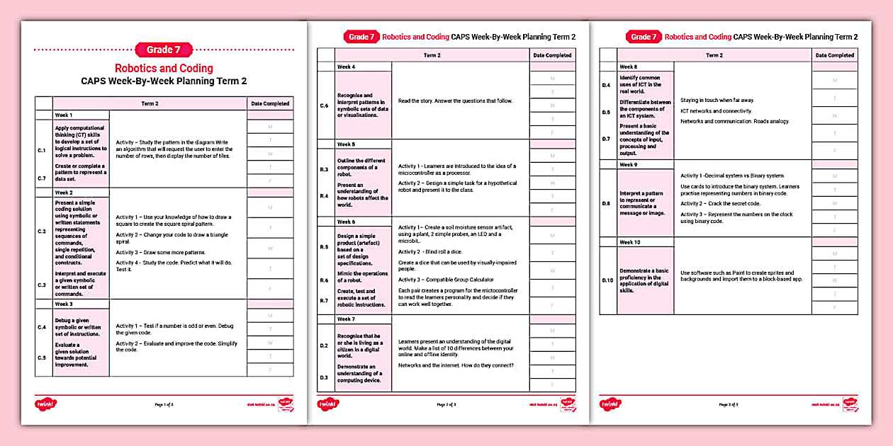Robotics and Coding - Grade 7 CAPS Week-By-Week Term 2