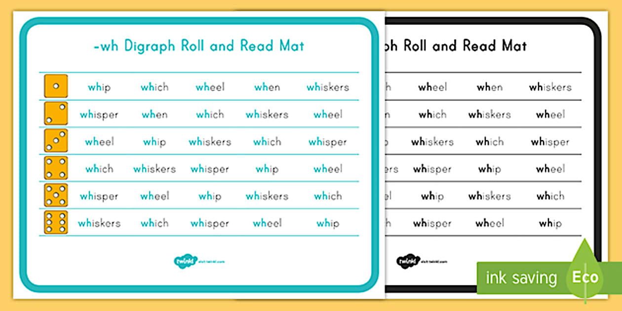 -wh Digraph Roll and Read Mat (teacher made) - Twinkl