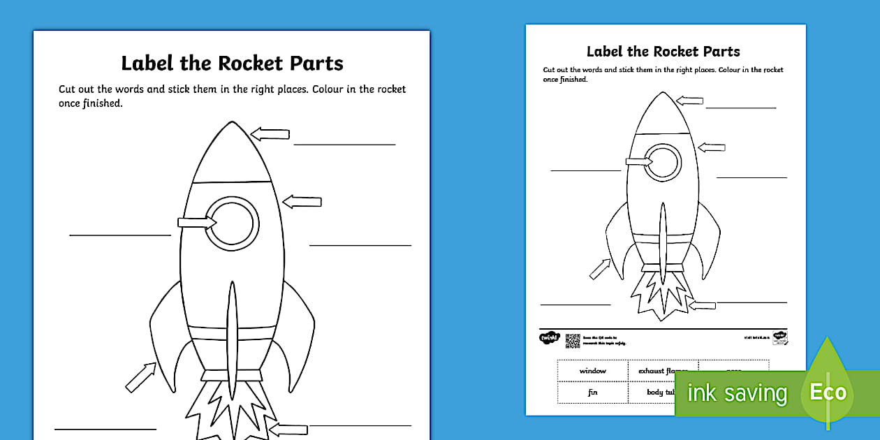 Editable Space Rocket Labelling Sheet - Twinkl