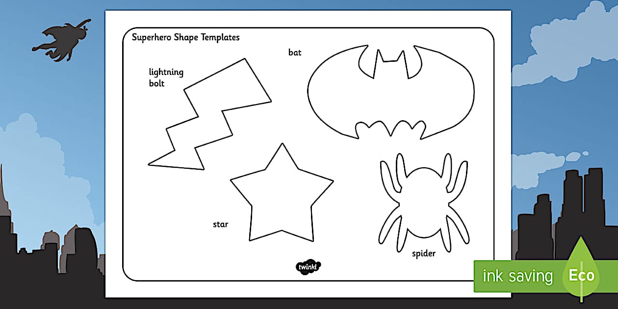 Superhero Shape Templates - Primary Resources - Twinkl