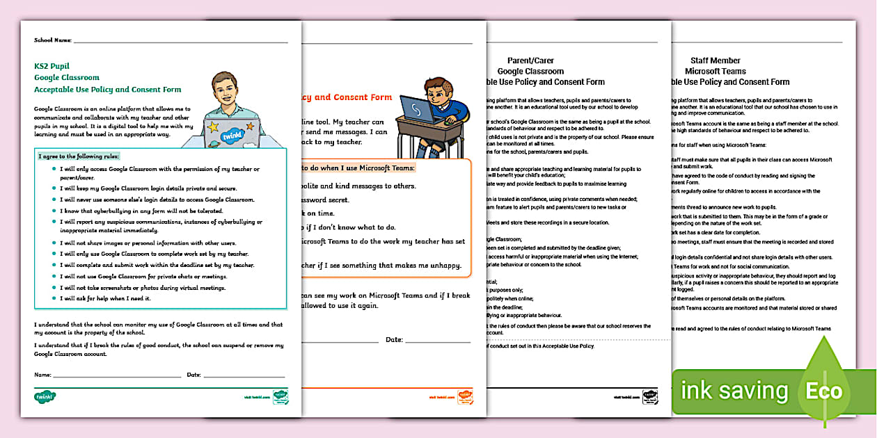 Acceptable Use Policy Pack - Computing - Online Learning