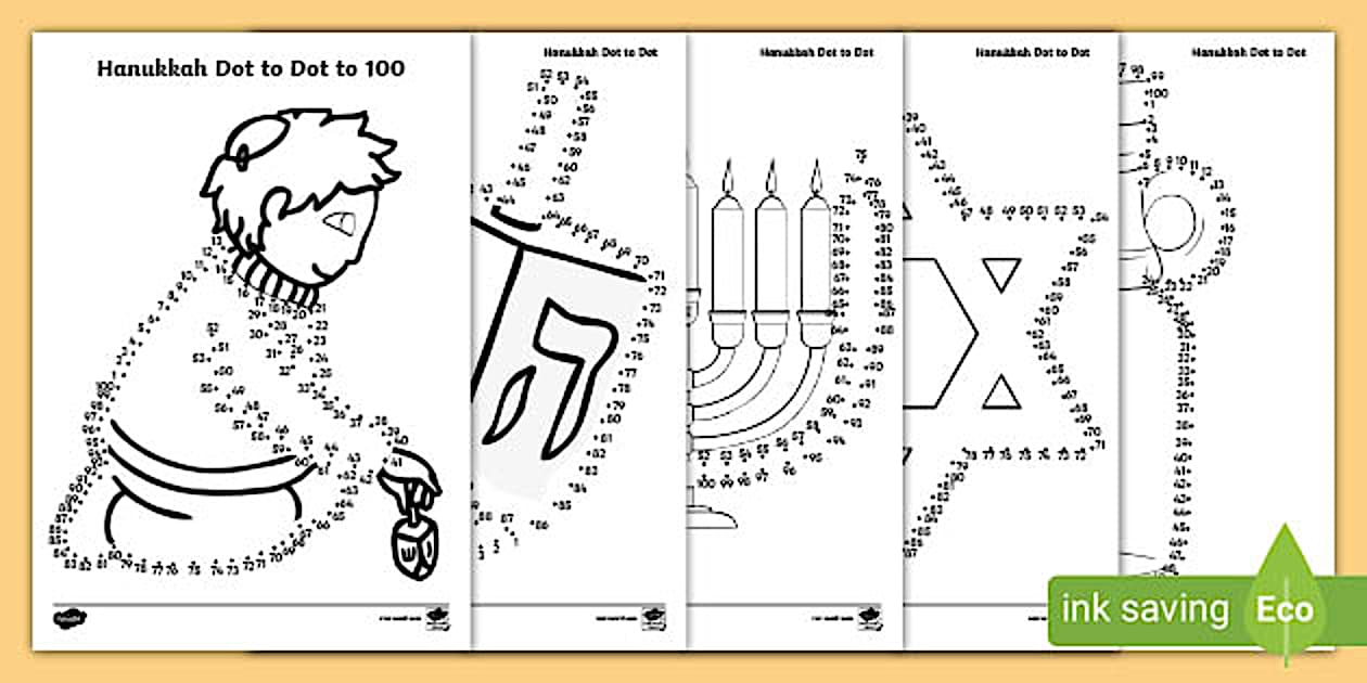 👉 Hanukkah Dot to Dot to 100