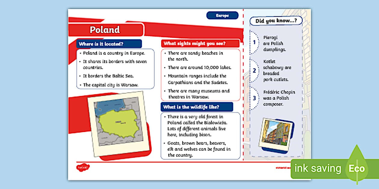 KS1 Poland Fact File,Poland (teacher made) - Twinkl
