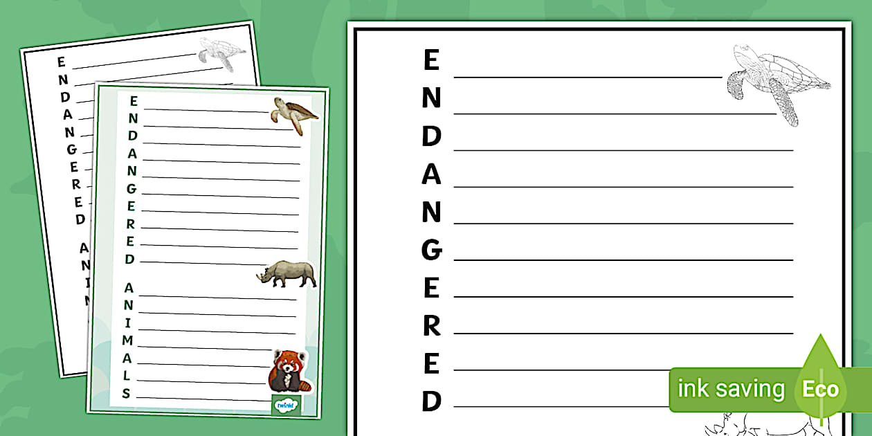 Endangered Animals Acrostic Poem Template (teacher made)