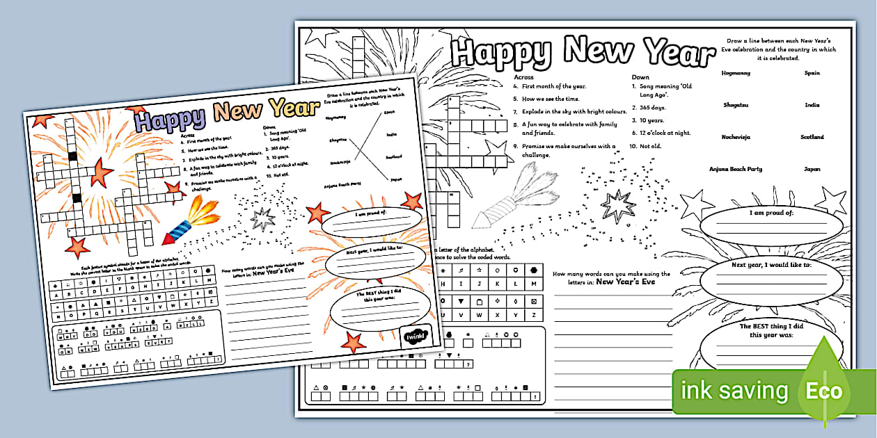 Happy New Year Activity Mat (l'enseignant a fait) - Twinkl
