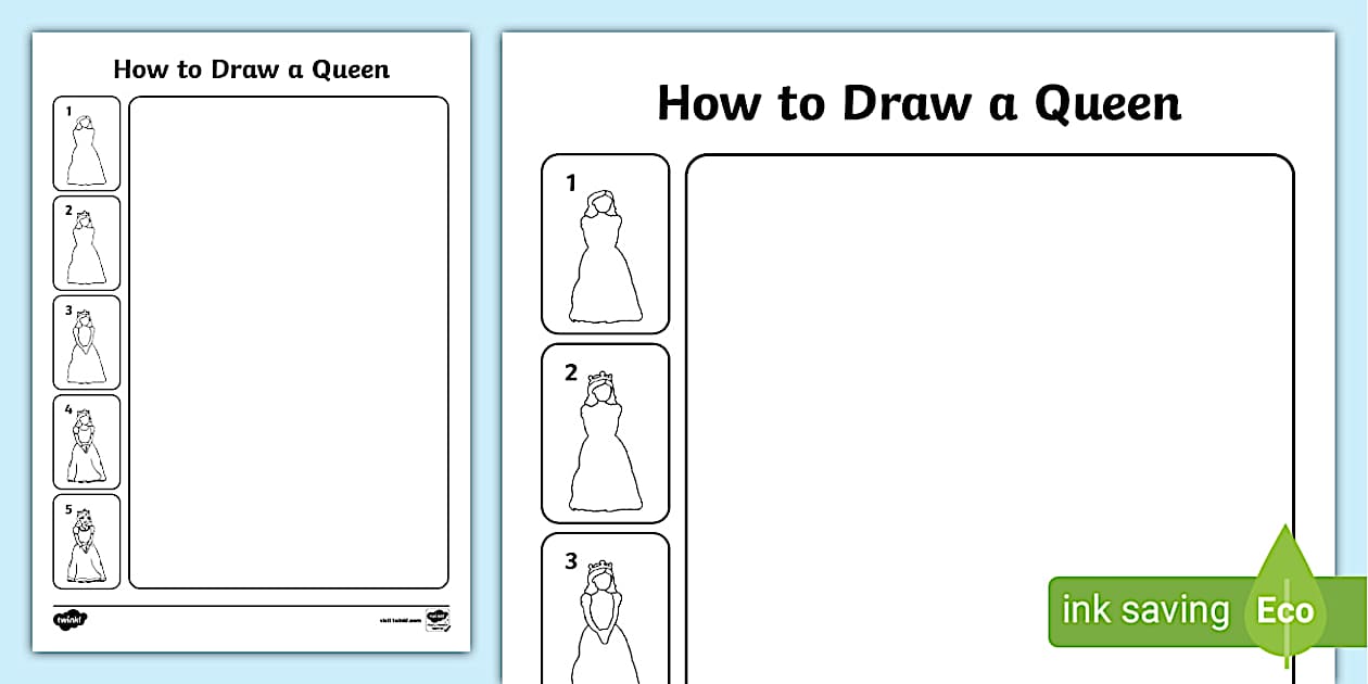 How to Draw a Queen Resource | Twinkl How to Draw Worksheets