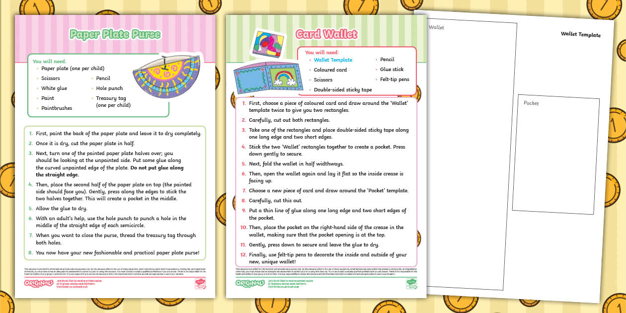 Purse and Wallet Craft Instructions Pack (teacher made)