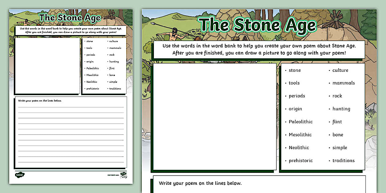 Stone Age Poem Writing Template (teacher made) - Twinkl