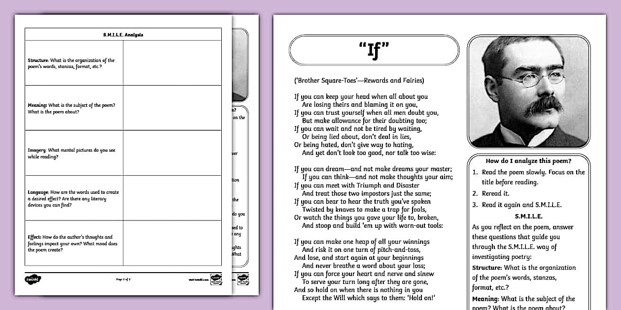 Seventh Grade Poetry Analysis: If by Rudyard Kipling