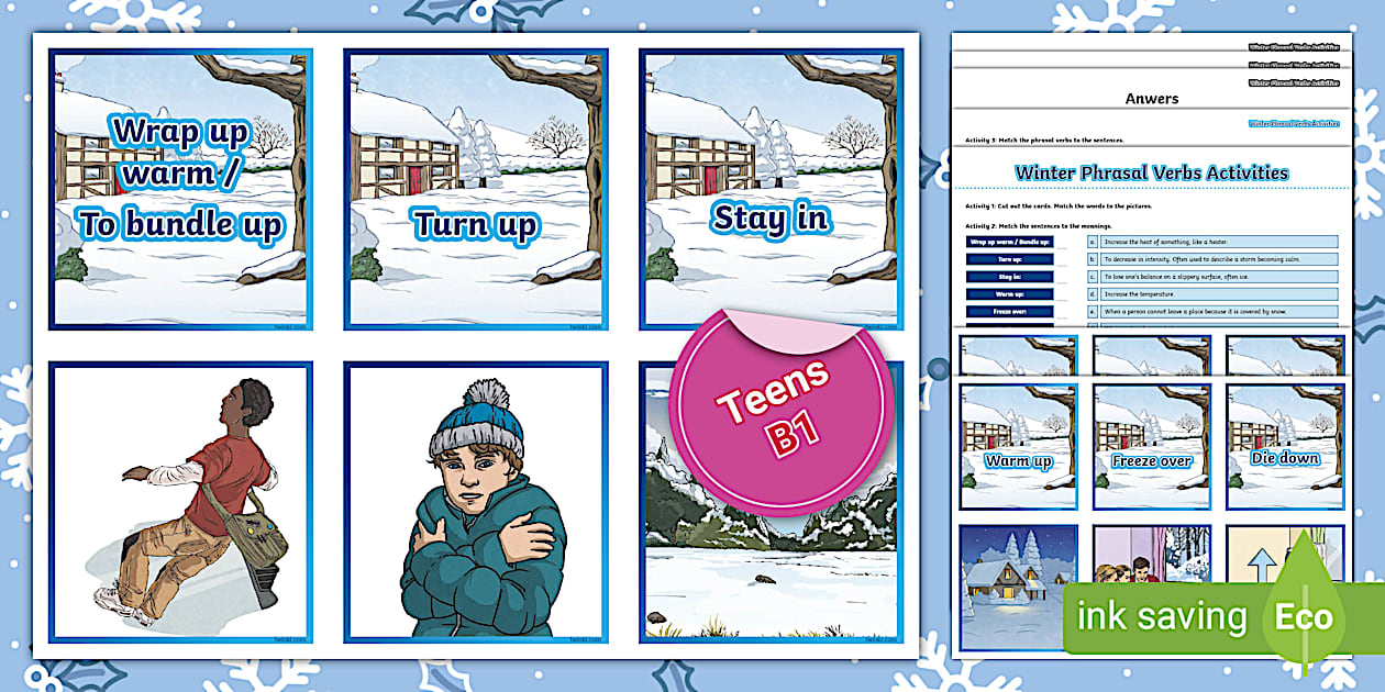 ESL Winter Phrasal Verbs Matching Activities [Teens, B1]