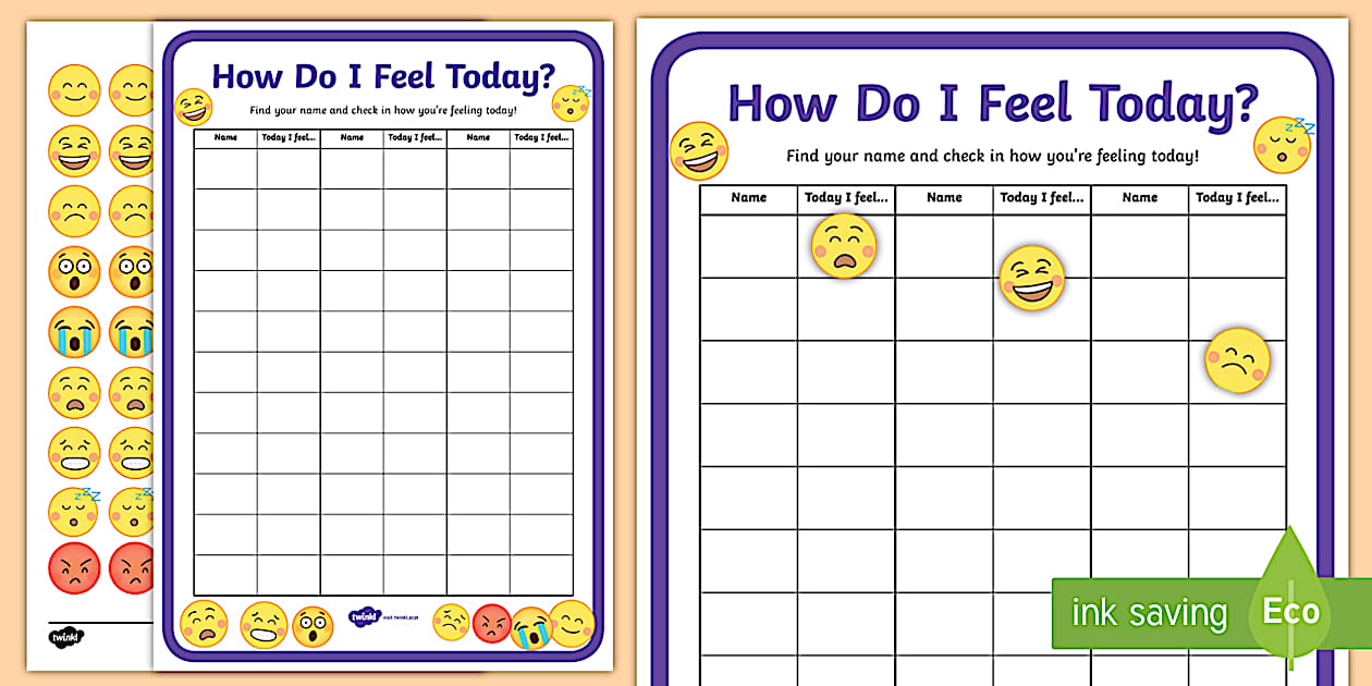 Editable How Do I Feel Today - Class Check In Display Pack