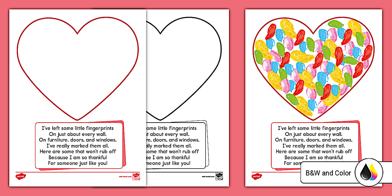 Little Fingerprints Poem Mother's Day Handprint Worksheet