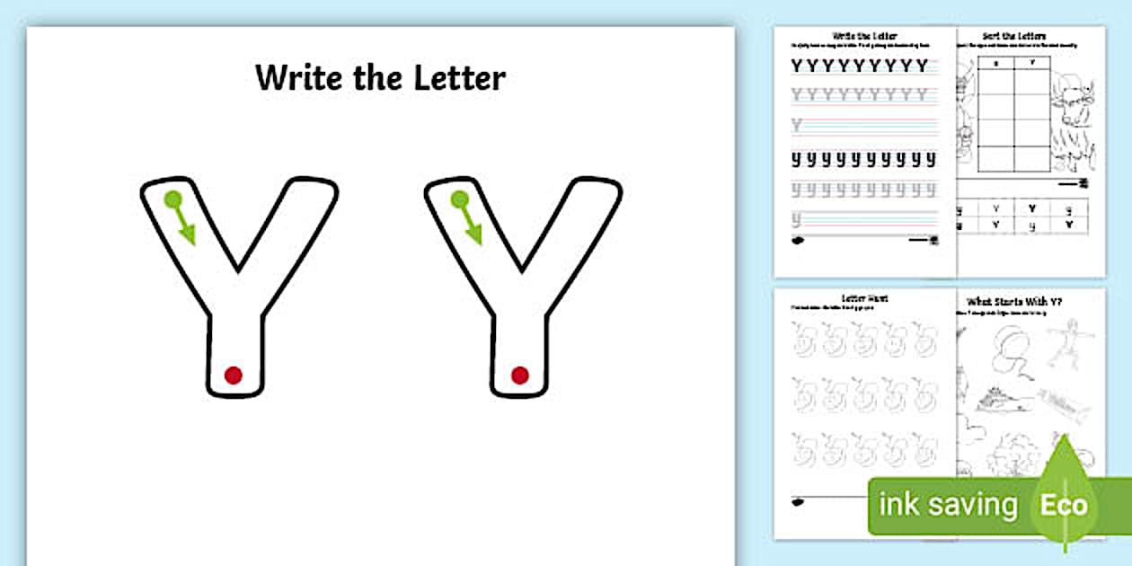 Letter Y Handwriting Activity Pack Worksheets (teacher made)
