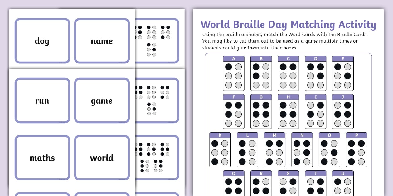 World Braille Day Matching Activity (teacher made) - Twinkl