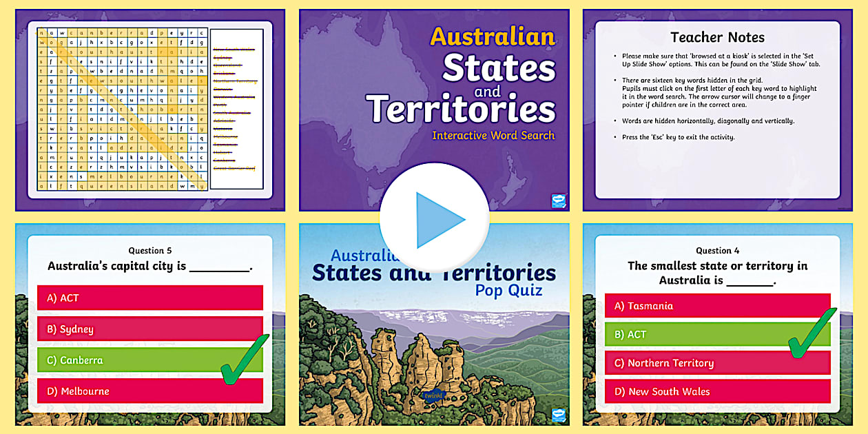 Australian States and Territories Interactive Activity Pack