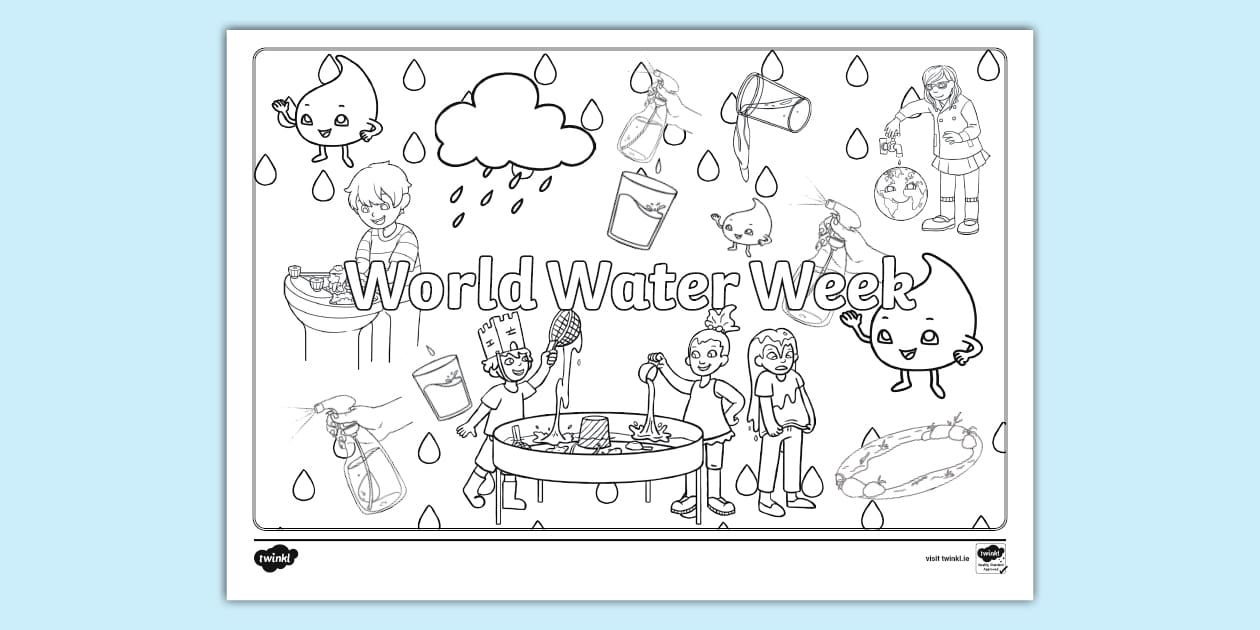 World Water Week Doodle Colouring Sheet (teacher made)