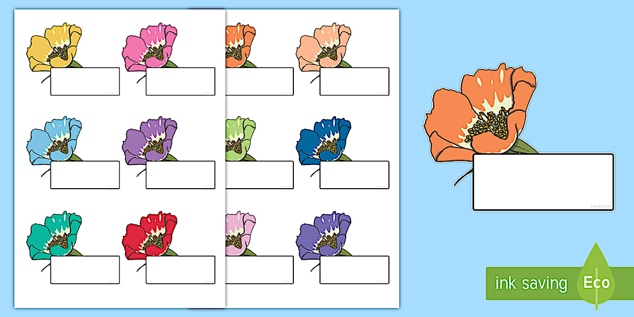 Editable Self-Registration Labels (Flowers) - Twinkl