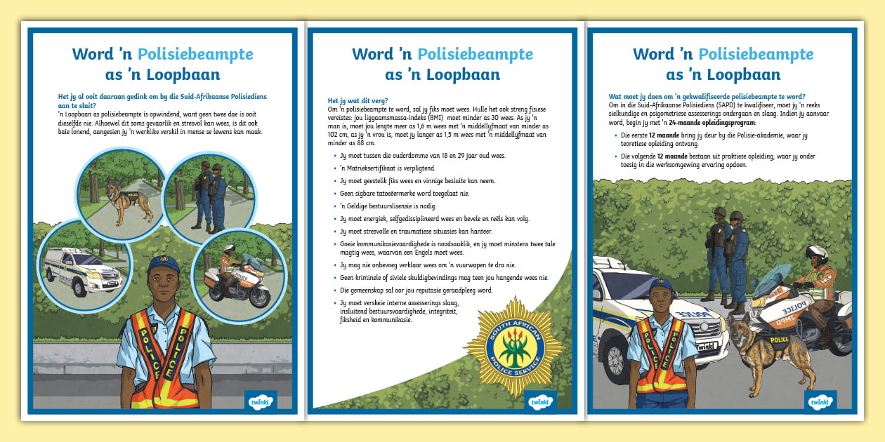 Word 'n Polisiebeampte: Loopbaaninligting Plakkaat - Twinkl