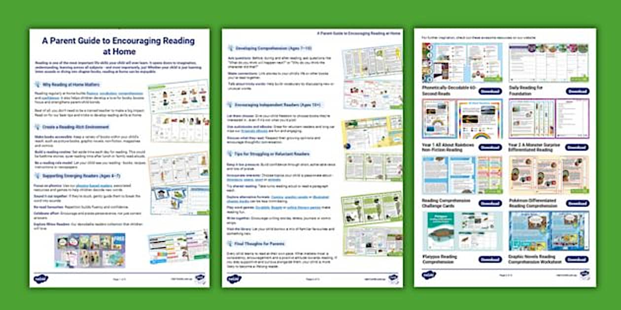 FREE! - A Parent Guide for Encouraging Reading at Home