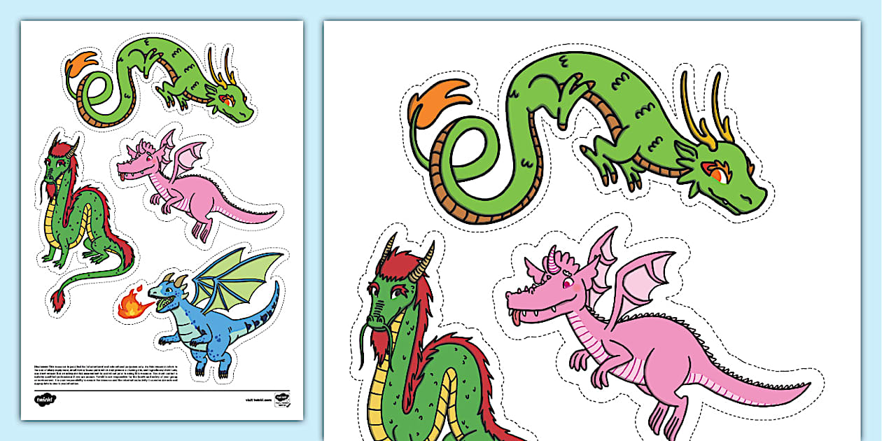 Dragon Character Clip Art Cut-Outs (Teacher-Made) - Twinkl