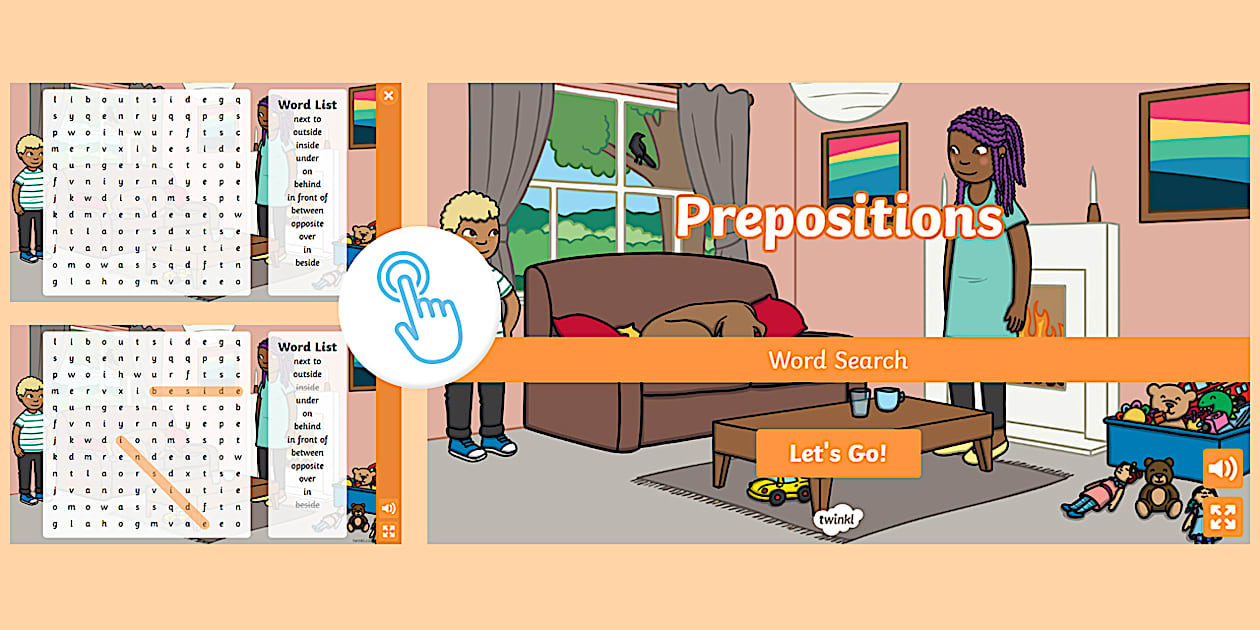 Interactive Prepositions Word Search | Twinkl Go! - Twinkl