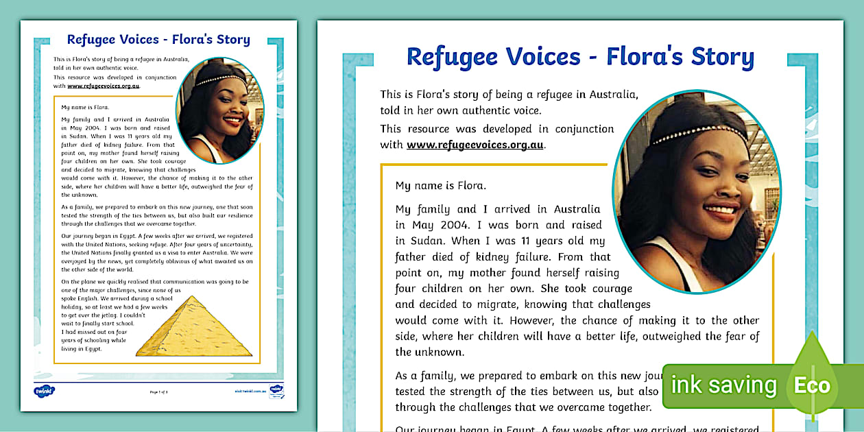 Editable Refugee Voices - Flora's Story (teacher made)