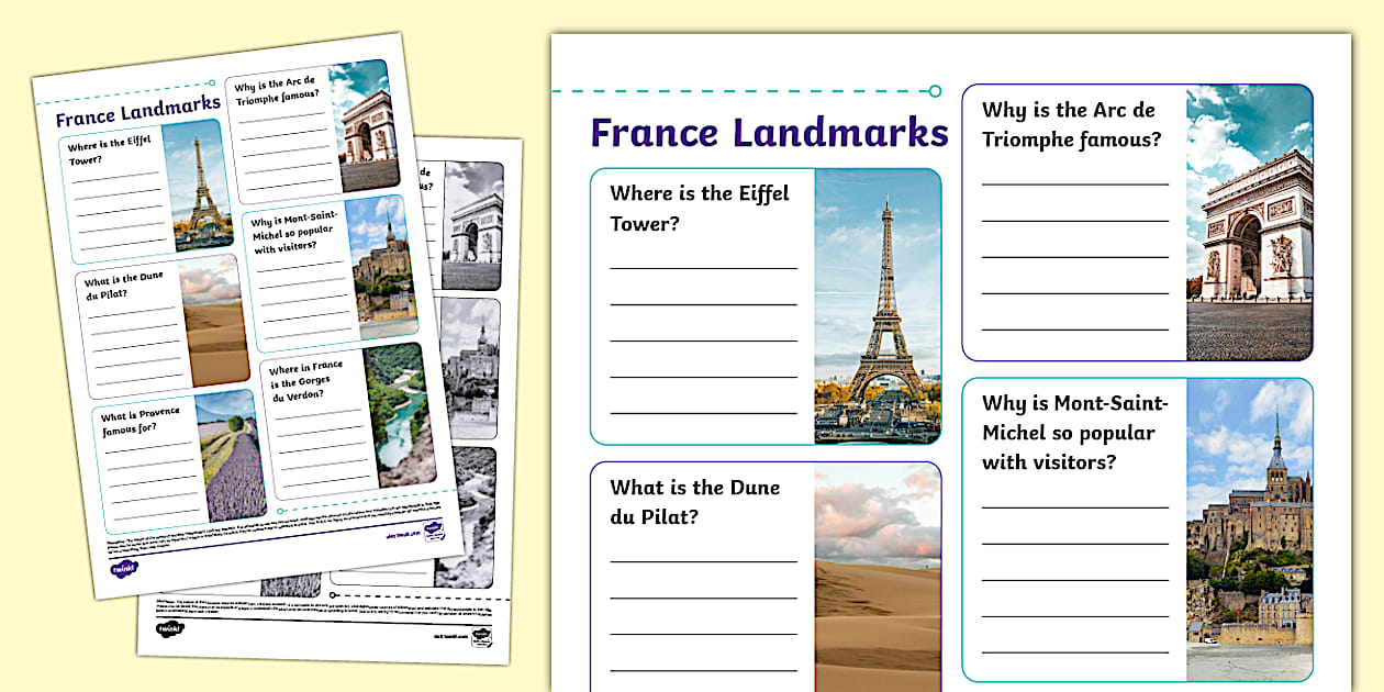 France Landmarks KS1 Fact File Template