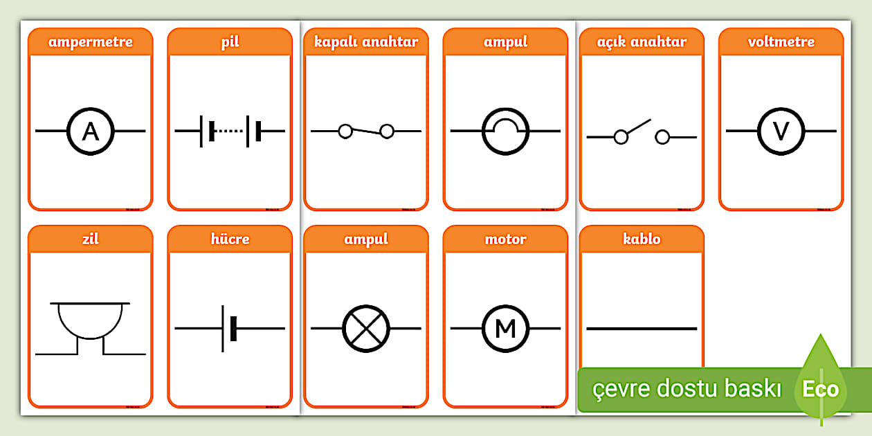 Elektrik Devreleri Sembol Kartları (teacher made) - Twinkl